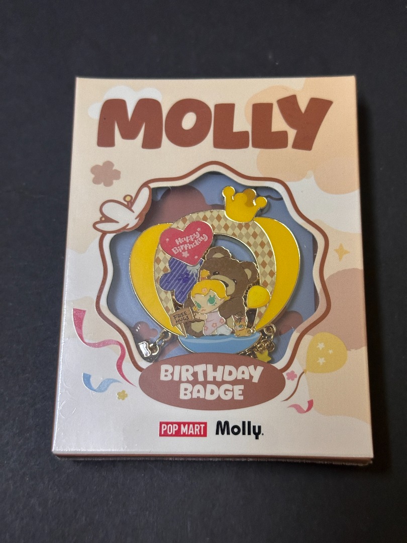 Popmart Molly Birthday Badge, Hobbies & Toys, Toys & Games on Carousell