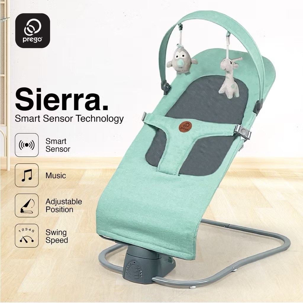 (GREY) Prego Sierra Infant Seat Smart Sensor Automated Baby Swing ...