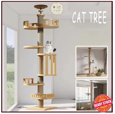 Premium Large Cat Tree House Wood Cat Condo Bed Cat Tower Hammock Cat ...