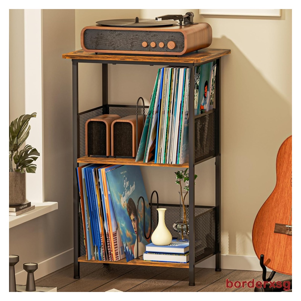 Record Player Stand Up to 200 Albums, Vinyl Storage Table with Extended ...