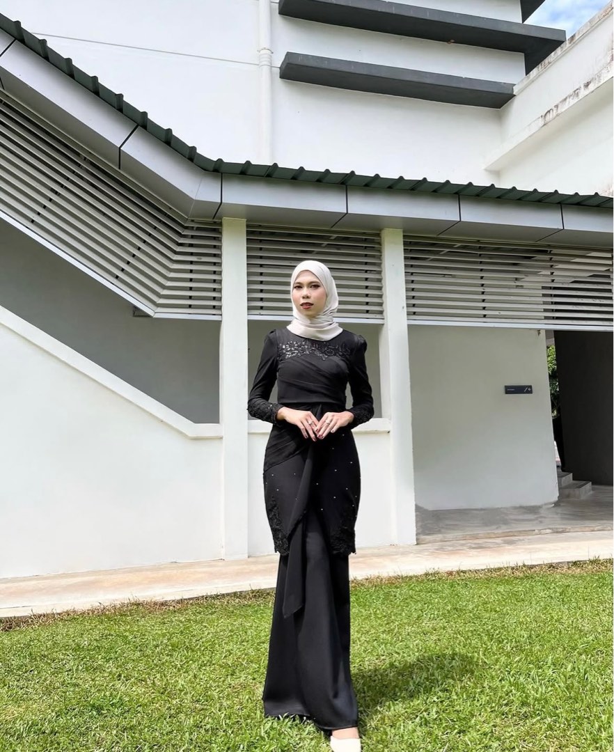 [RENT] BAJU KURUNG RAYA TEMA HITAM, Women's Fashion, Muslimah Fashion ...