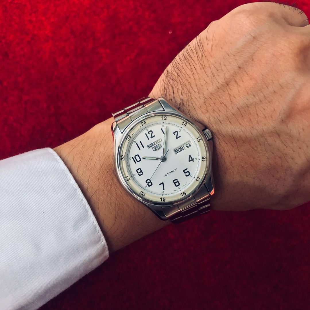 Seiko 5 SKX791 Automatic White Dial Numeric Index Military Style ...