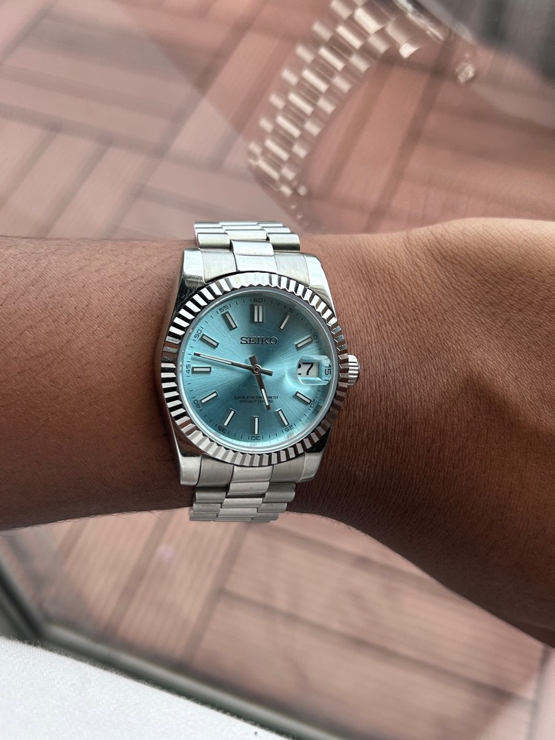 SEIKO MOD TIFFANY BLUE DATEJUST, Men's Fashion, Watches & Accessories ...