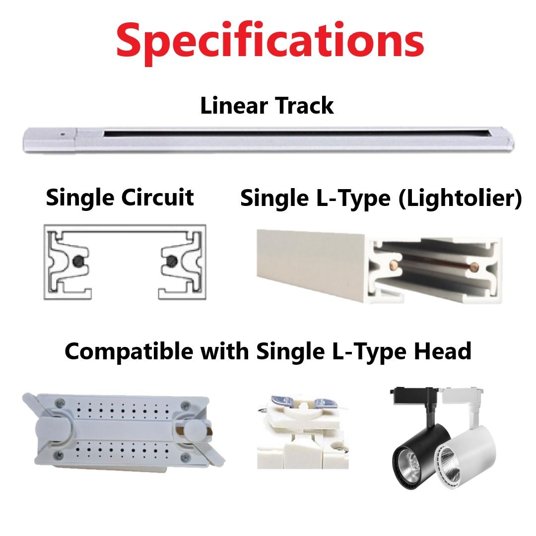 [SG] Linear Tracklight Rail & Joint | COB LED Spotlight L Type Track ...