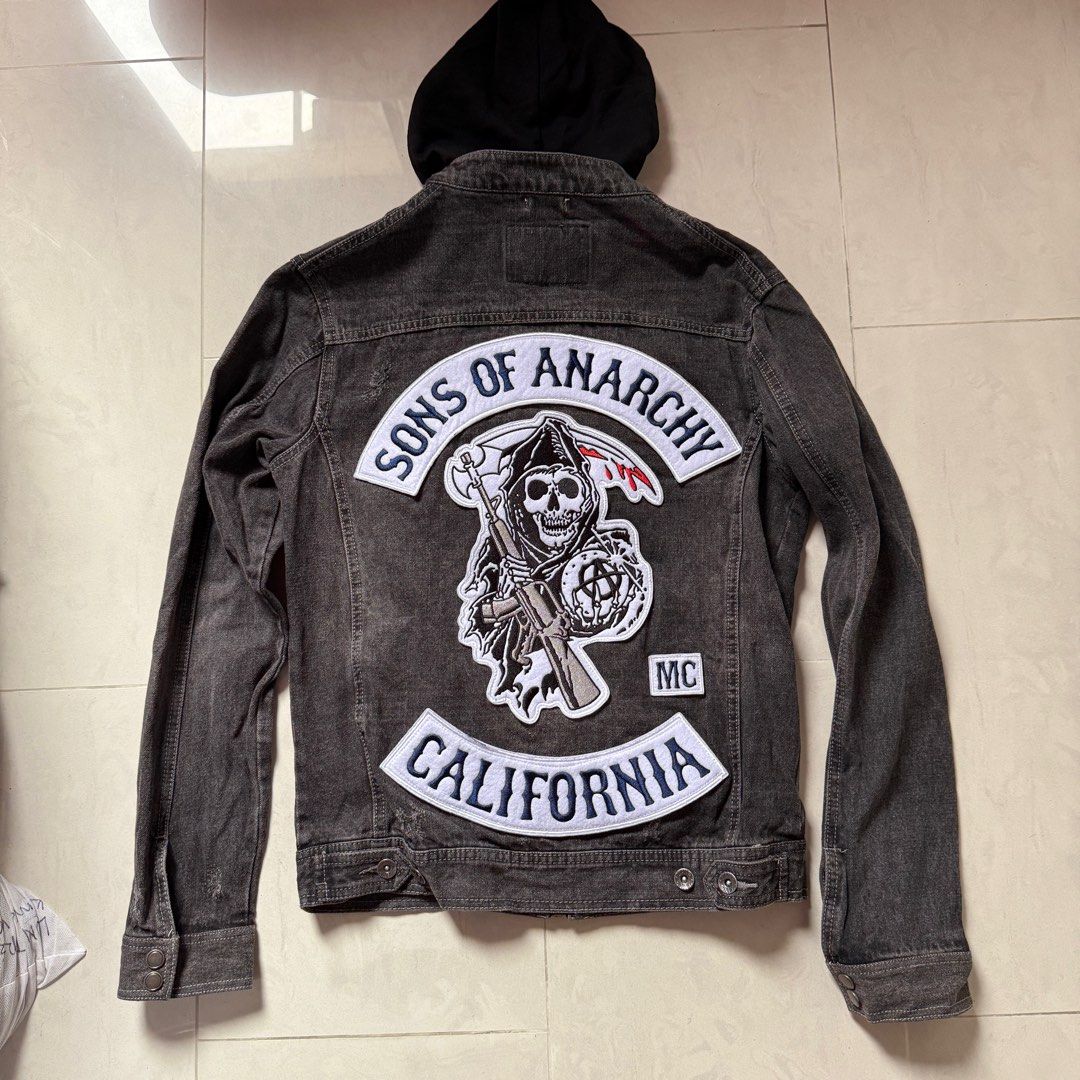 Sons of Anarchy motorcycle bike biker club rider jacket hoodie denim ...