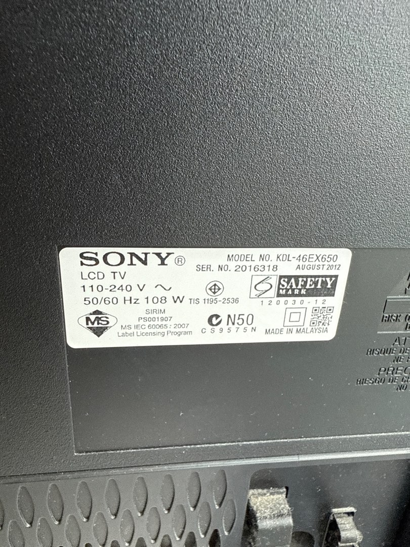 Sony 46 Inch LCD TV, TV & Home Appliances, TV & Entertainment, TV on ...