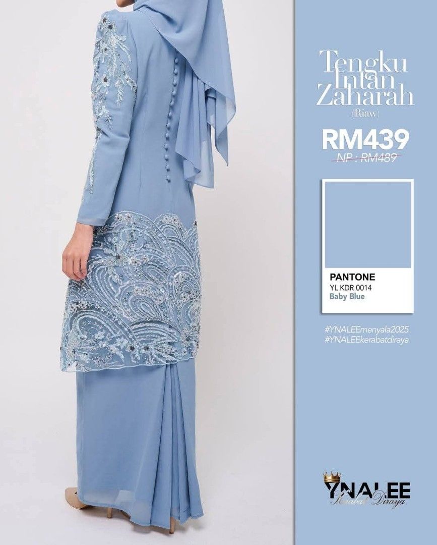 Tengku Intan Zaharah Riaw in Baby Blue by Ynalee, Women's Fashion ...