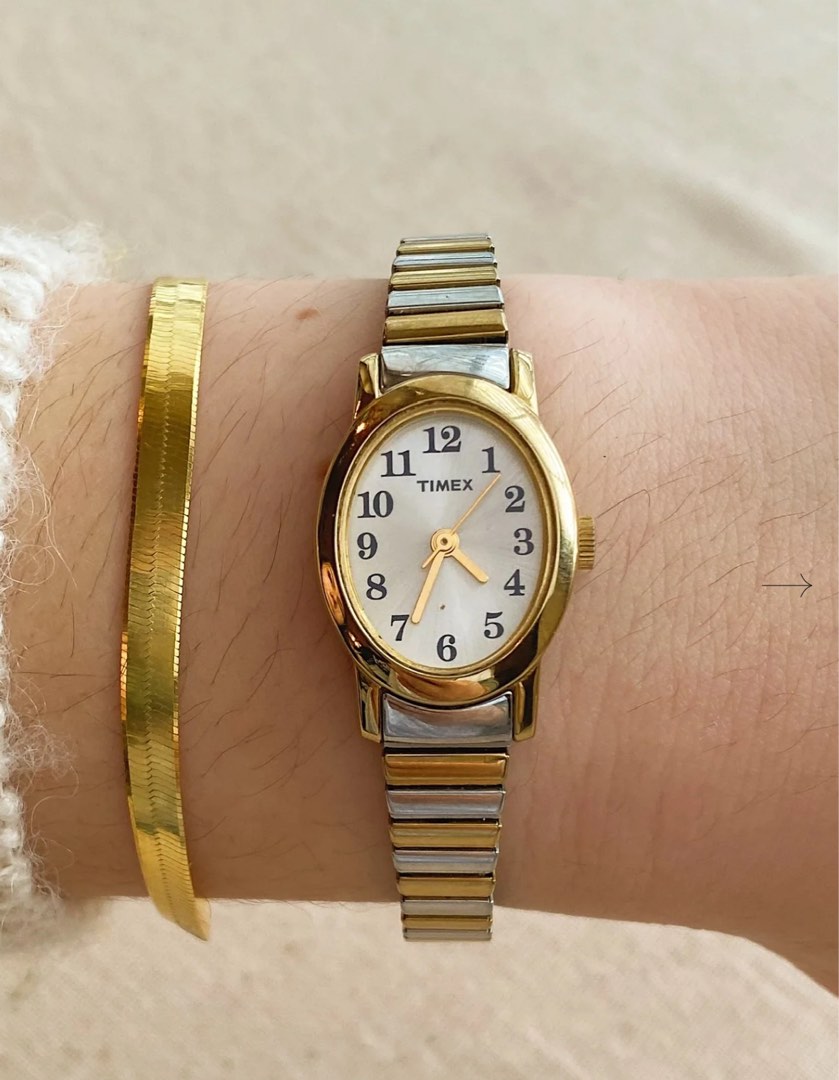 Timex Women's SR521SW Classic Cavatina Two-Tone Expandable Band Quartz ...