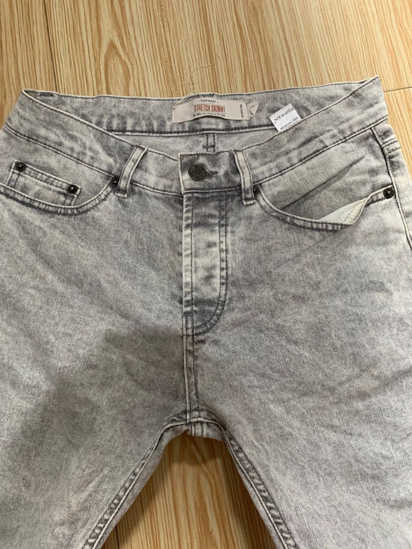 TOPMAN wash gray skinny denim pants, Men's Fashion, Bottoms, Jeans on ...