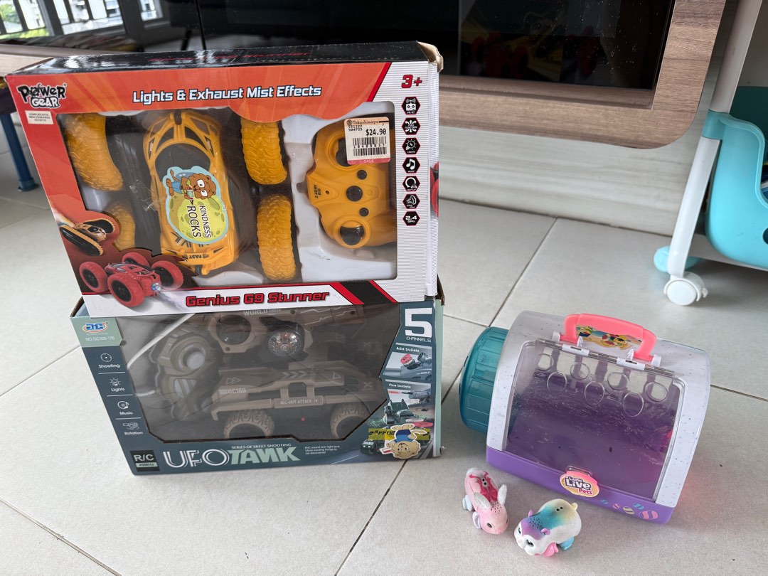 Kid UFO tank, power gears remote control car, little live pets hamster ...