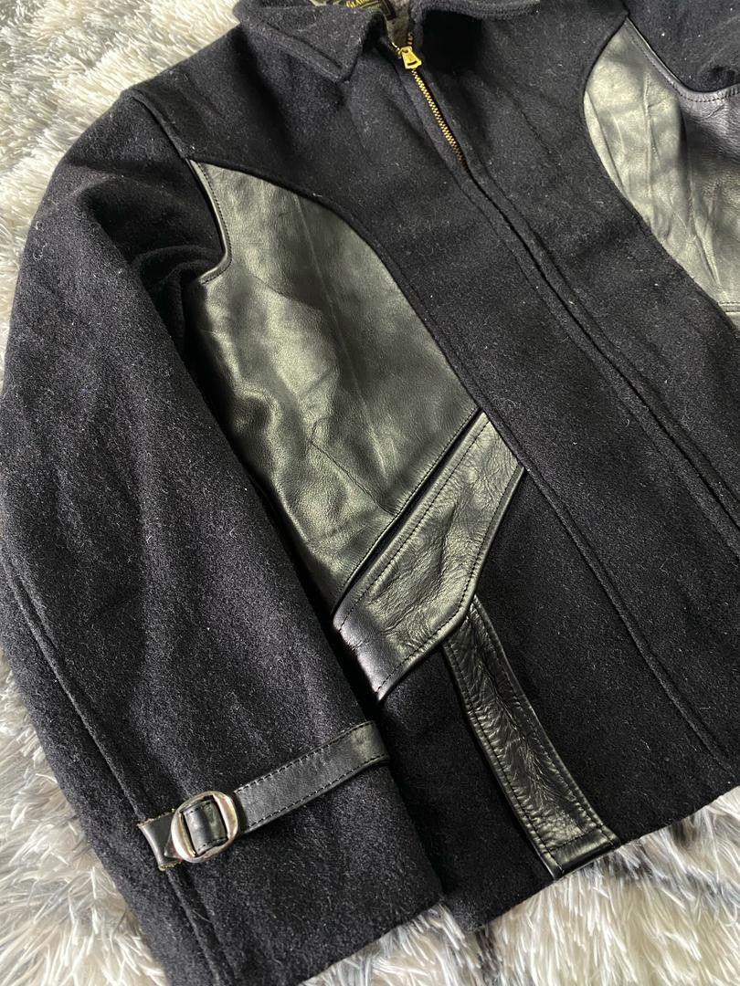 VINTAGE 40S BY GLADHAND WOOL MIX LEATHER JACKET, Men's Fashion, Coats ...