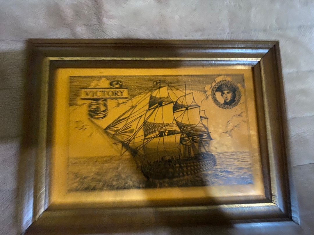 Vintage etched copper Victory Ship England (9.7 x 7 inches), Hobbies ...