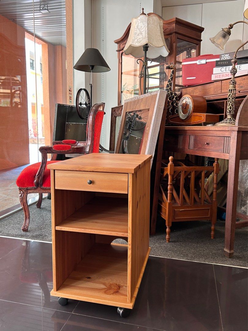 VINTAGE Ikea ALVE solid pine SIDE TABLE with castor wheels, Furniture ...