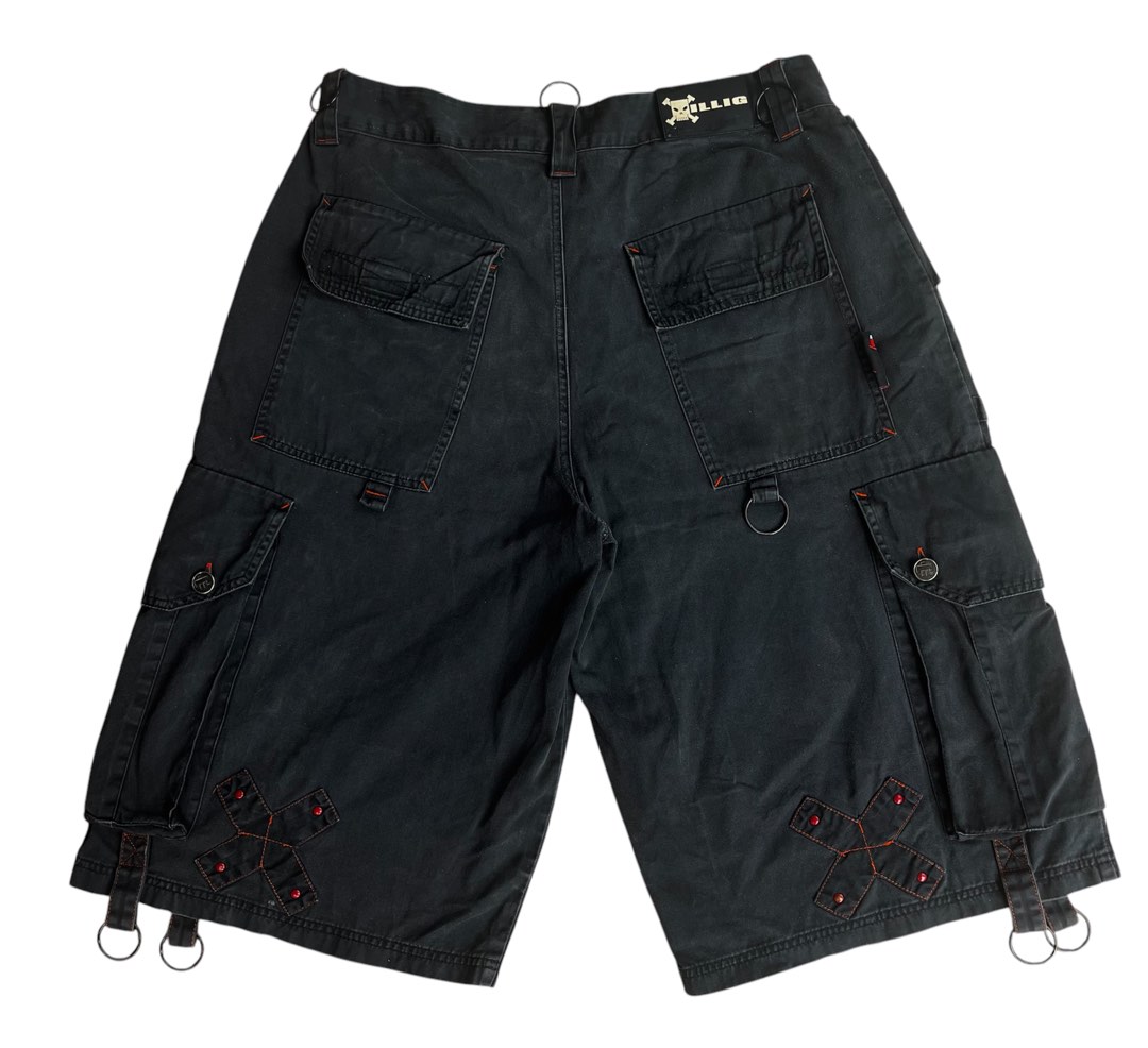 VTG 2000s y2k Illig Raver Goth Emo Black Tech Long Jorts Baggy, Men's ...