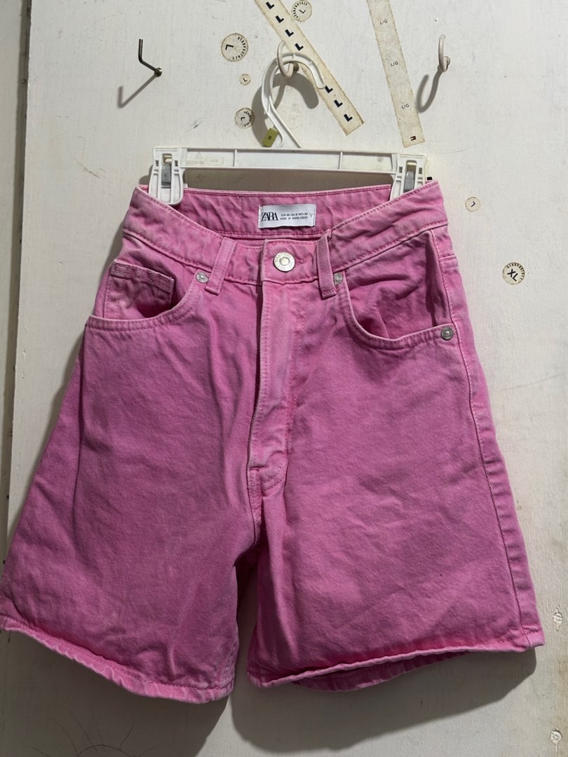 Zara Pink Jorts, Women's Fashion, Bottoms, Shorts on Carousell