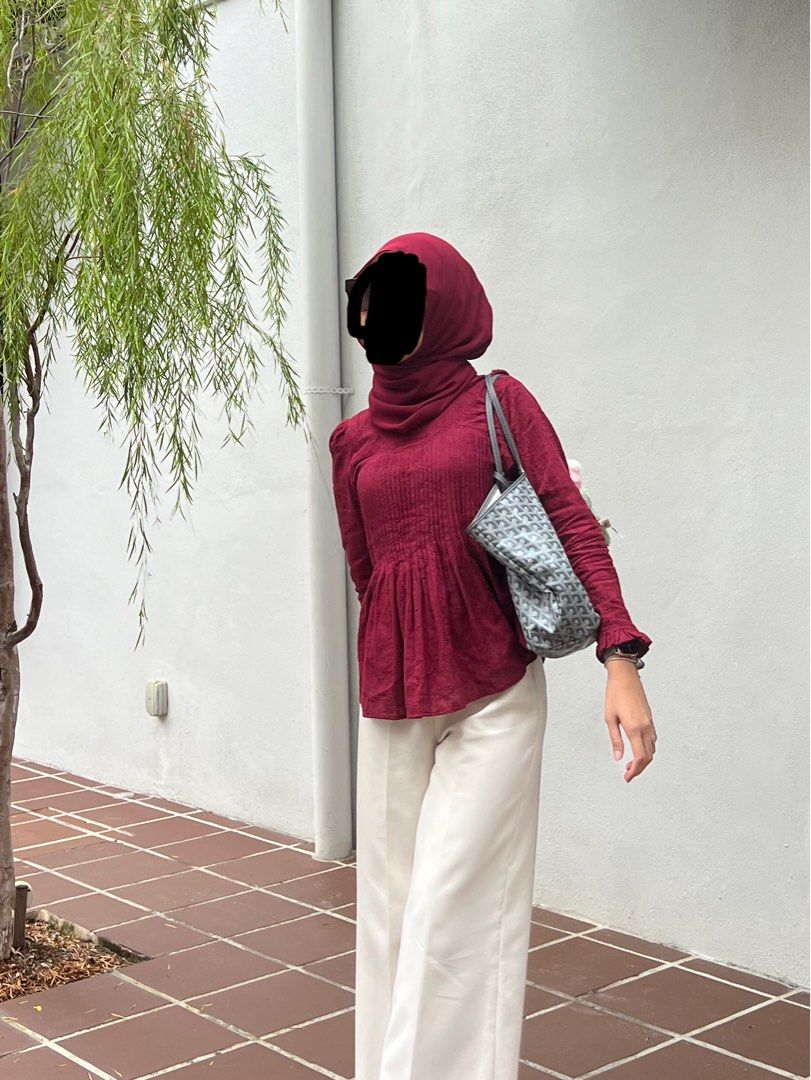 Zora Designer - The Jannah Top in Burgundy, Women's Fashion, Tops ...