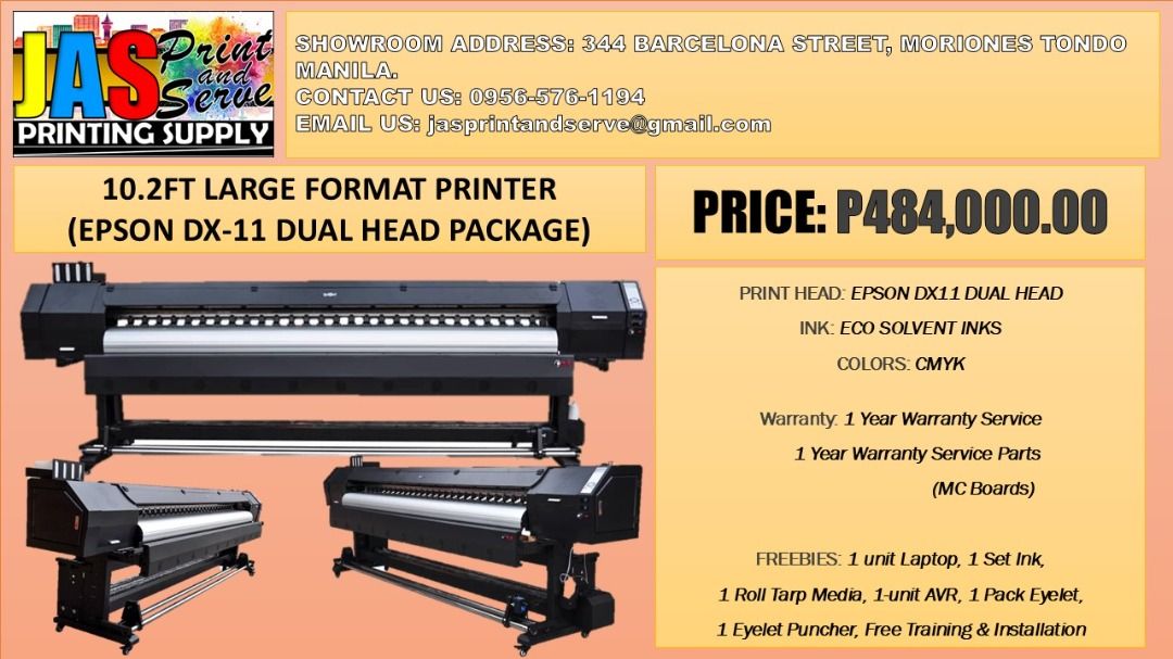 10.2FT LARGE FORMAT PRINTER EPSON DX-11 DUAL HEAD PROMO, Computers ...