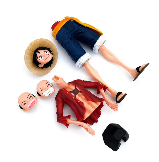 28cm One Piece Anime Figure Confident Smiley Luffy Three Form Face ...