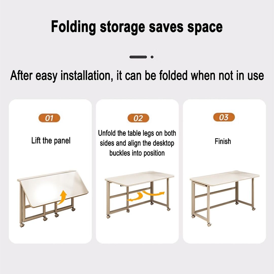 ⭐80cm*40cm + Pulley⭐ Fording Table/Fordable Table Lockable Wheel ...