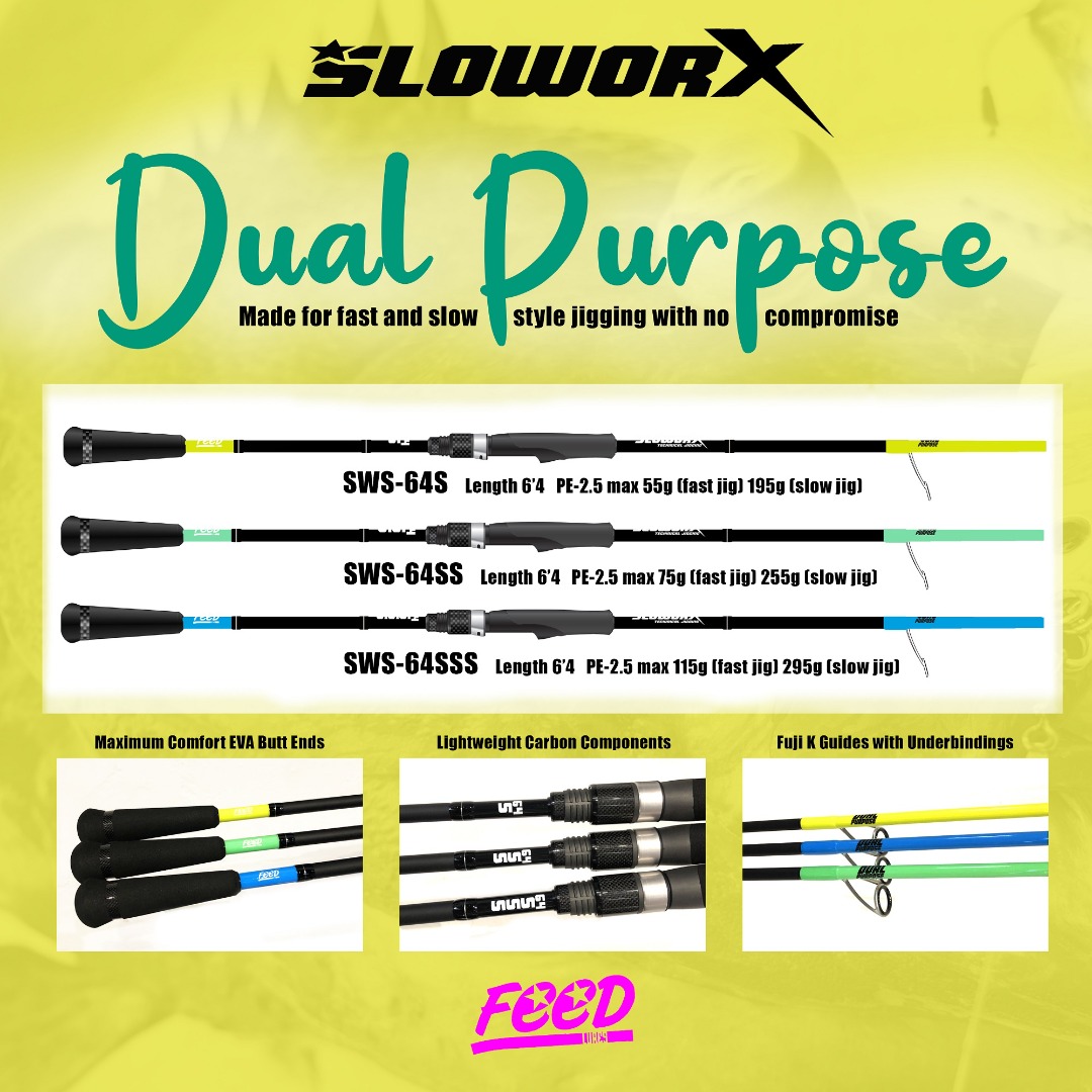 (Brand New) Feed Dual Purpose Fast/Slow Jigging Spinning Rod SWS-64S/SS ...