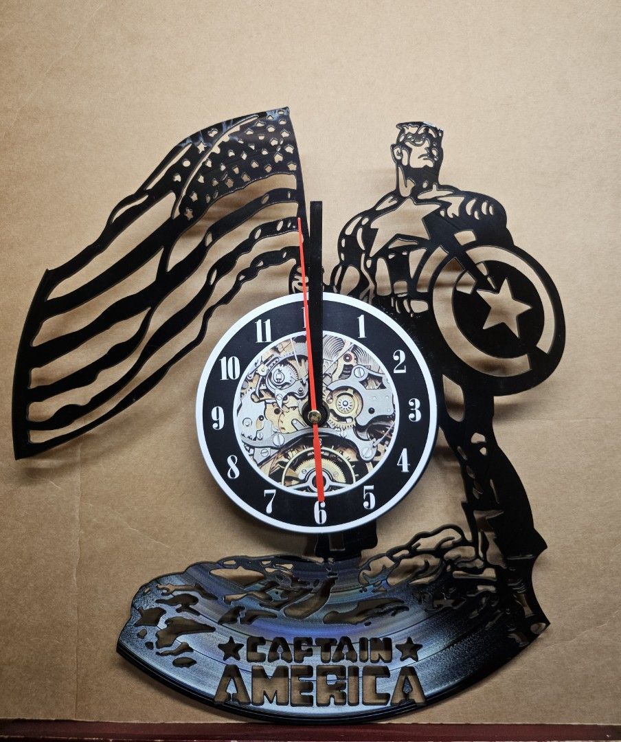 CAPTAIN AMERICA VINYL RECORD CLOCK (WITH QUARTZ SWEEPING MECHANISM ...