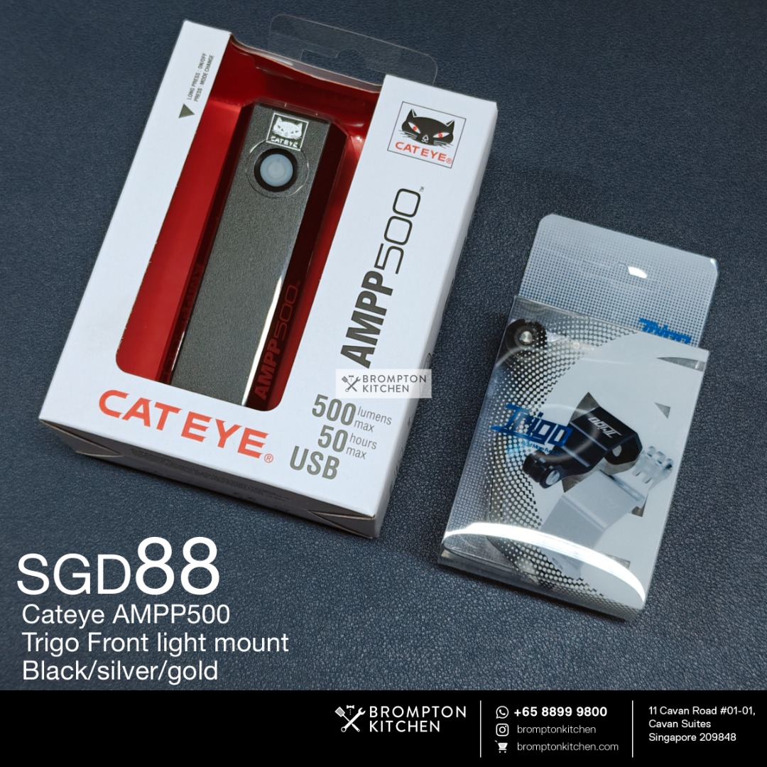 Cateye AMPP 500 + Trigo light mount for Brompton, Sports Equipment, Bicycles & Parts, Parts ...