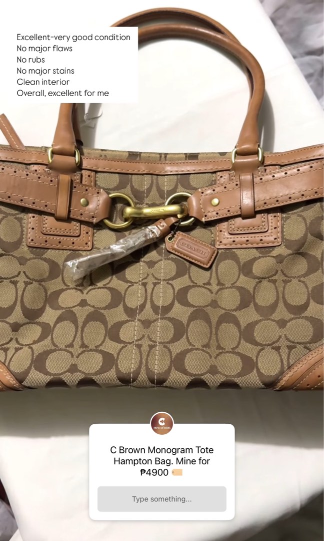 Coach Hampton Brown Monogram Tote Bag, Luxury, Bags & Wallets on Carousell