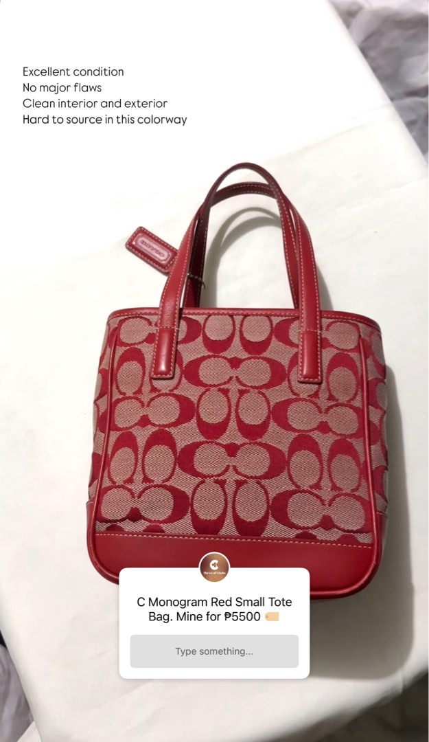 Coach Monogram Red Small Tote Bag, Luxury, Bags & Wallets on Carousell