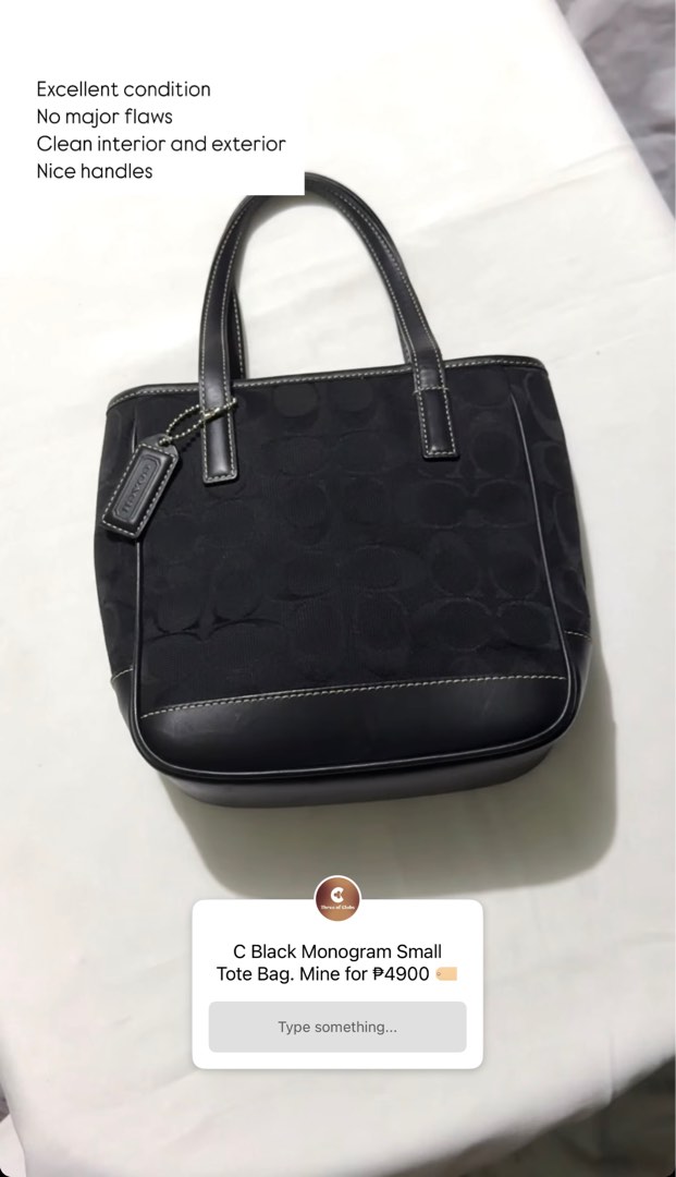 Coach Small Black Monogram Tote Bag, Luxury, Bags & Wallets on Carousell