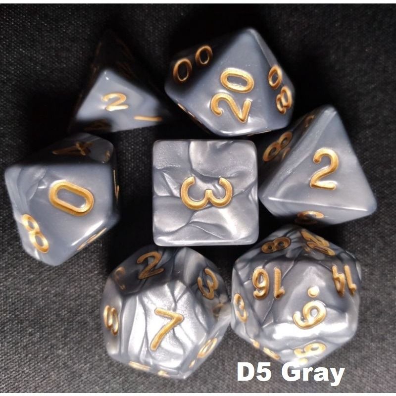 D5 GRAY - Polyhedral Dices 7pcs/pack | High Quality | Acrylic | D4 D6 D8 D10 D12 D20 | DND MTG ...