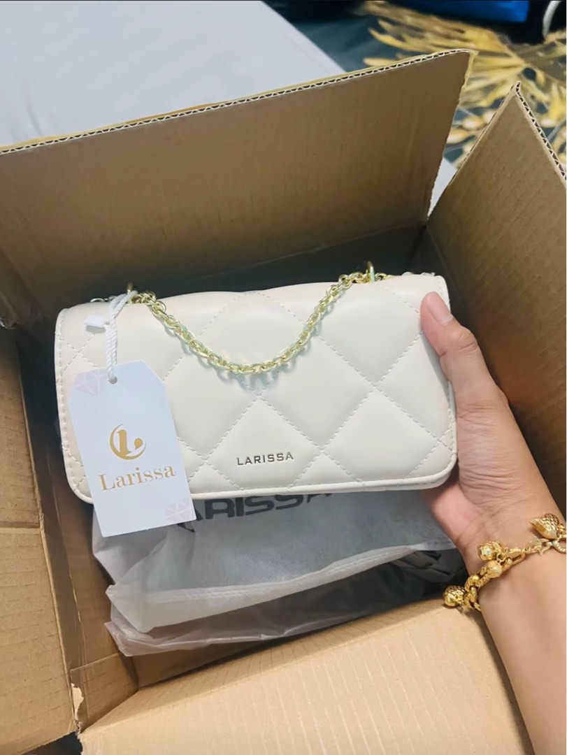 ELIZA-LARISSA Beg Bahu Sling Wanita Diamond Berlian Cream, Women's ...