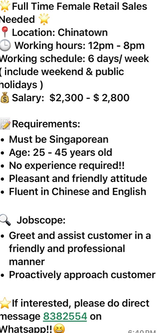 Female sales Assistant Required, Luxury, Accessories on Carousell