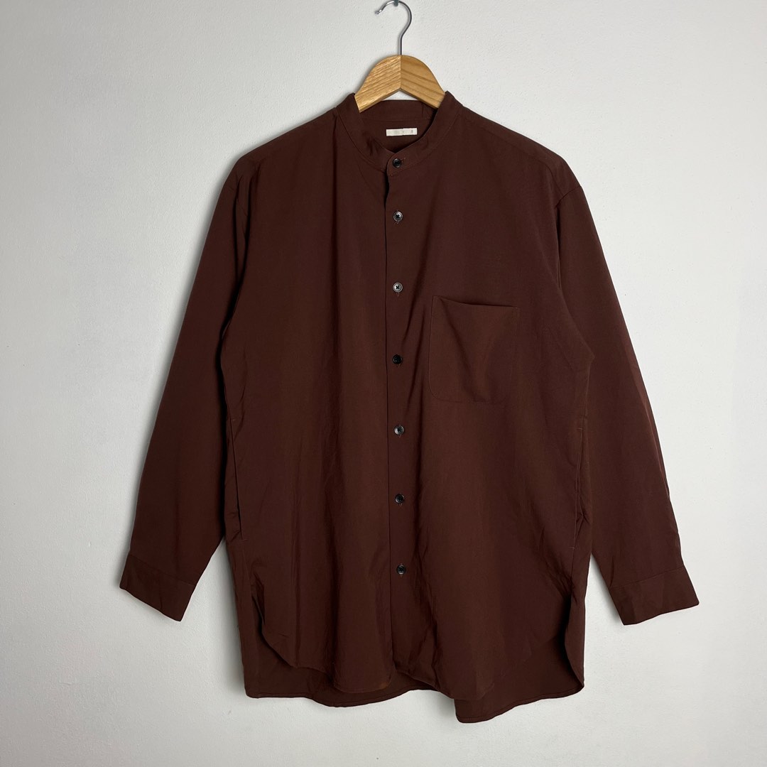 GU Stand Collar Shirt, Men's Fashion, Tops & Sets, Formal Shirts on ...