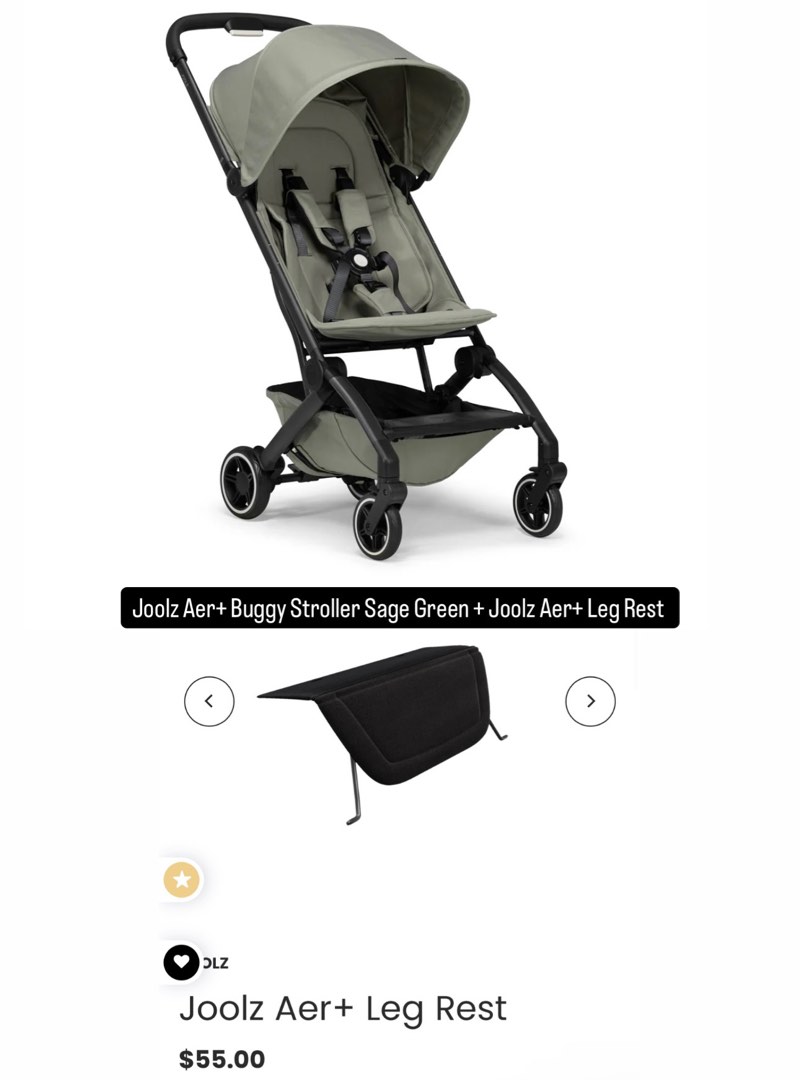 Joolz Aer+ Buggy Stroller Sage Green + Joolz Aer+ Leg Rest, Babies ...