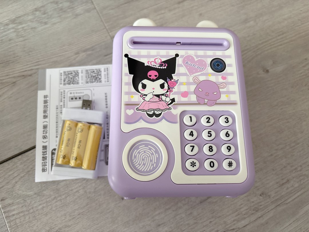 Kids Money Saving Box Kuromi Coin Bank Saving Money Fingerprint Unlock ...