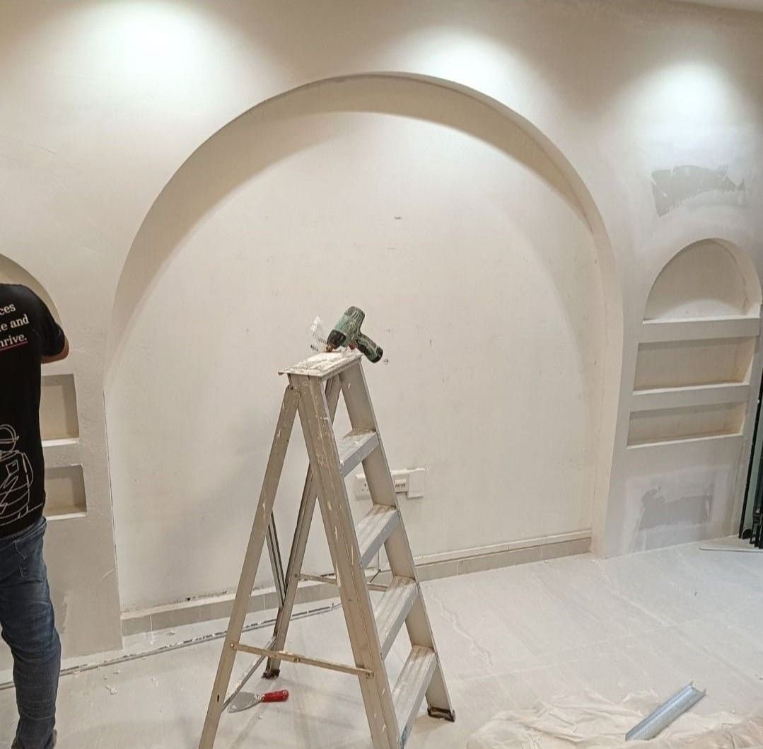 Kitchen Pipe Box Up & Partition wall/Curve & arch design partiton wall ...