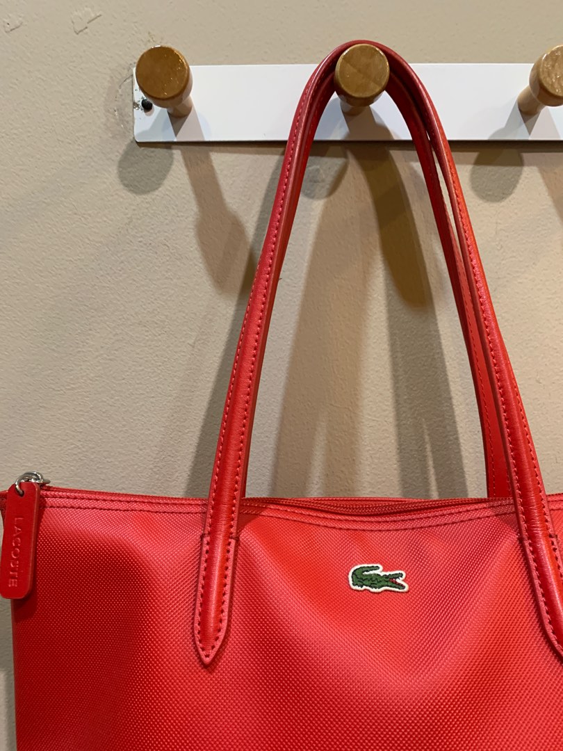 LACOSTE Red Small Tote Bag, Fesyen Wanita, Tas & Dompet di Carousell