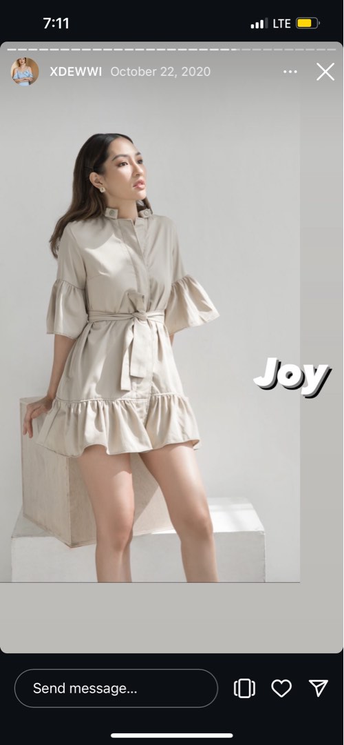 lafleur sign x dewwi joy dress cream beige korea with belt dress krem ...
