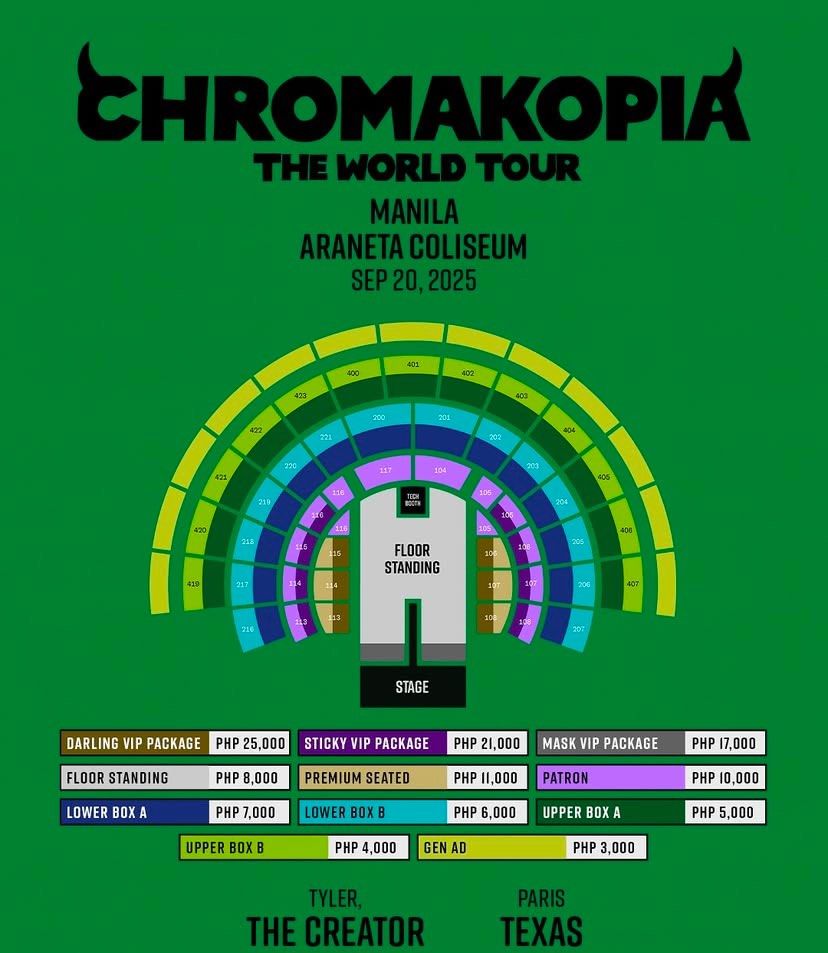 LF: TYLER, THE CREATOR CHROMAKOPIA IN MANILA UPPER BOX B (2) TICKETS ...