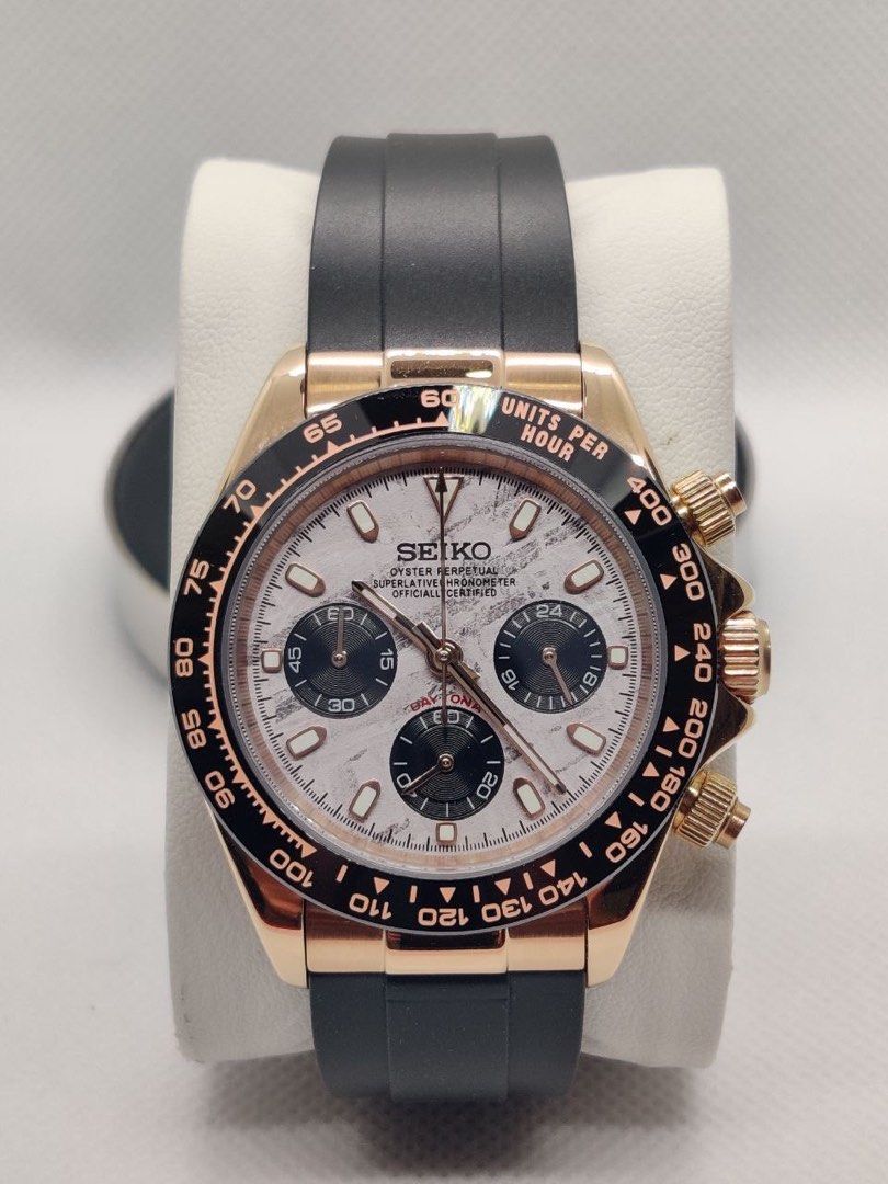 [MOD] Seiko Daytona SeiTona Chronograph Rose Gold Meteorite Dial, Men's ...