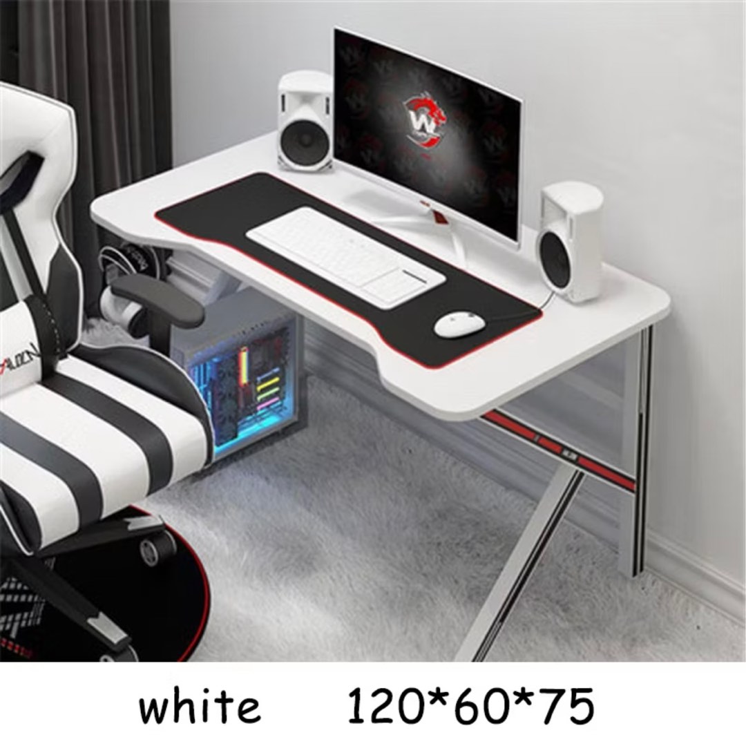 Modern White Gaming Desk | Sturdy Computer Table With Ergonomic Design ...