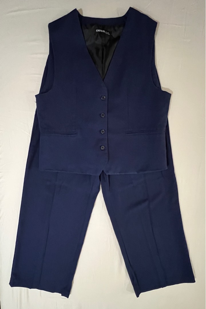 Navy blue vest coords, Women's Fashion, Dresses & Sets, Sets or ...