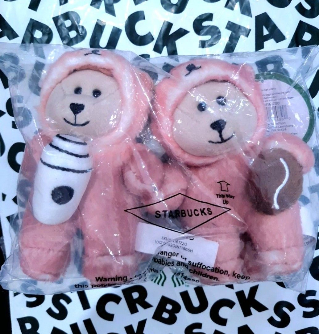 One Set of 2 Starbucks Bearista Bears Made For Each Otter Plush Keychain Bag Charm, Hobbies ...