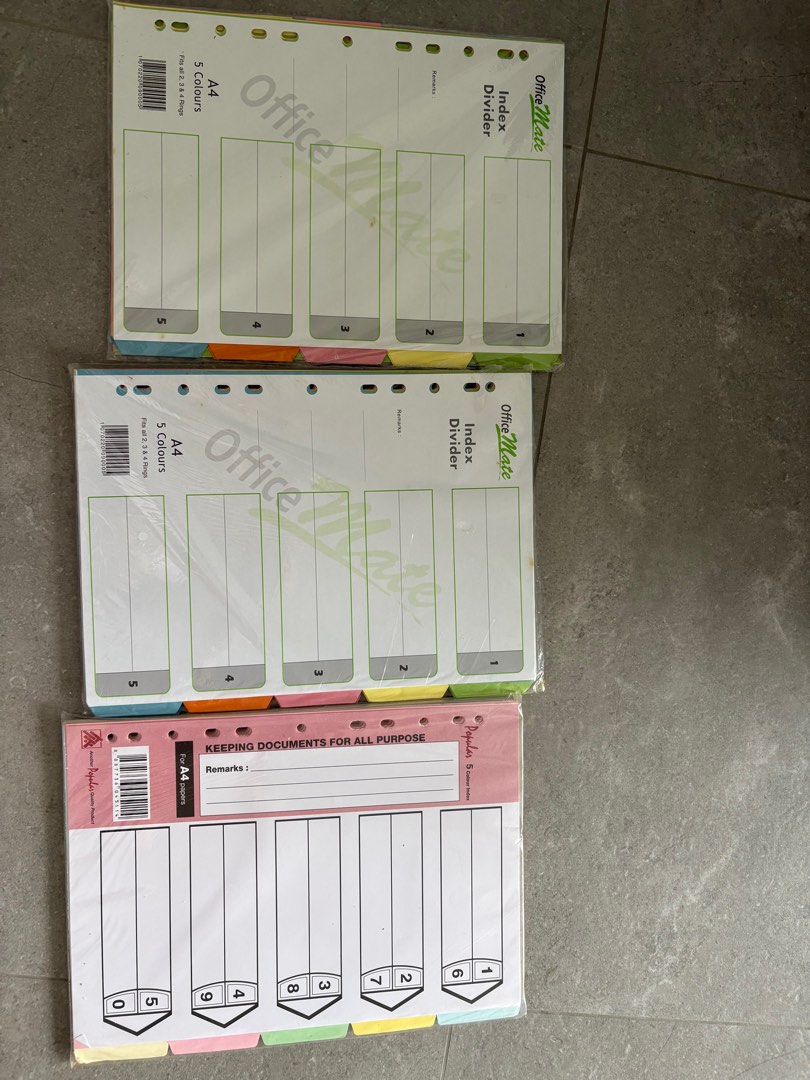 Paper file dividers, Hobbies & Toys, Stationery & Craft, Stationery ...