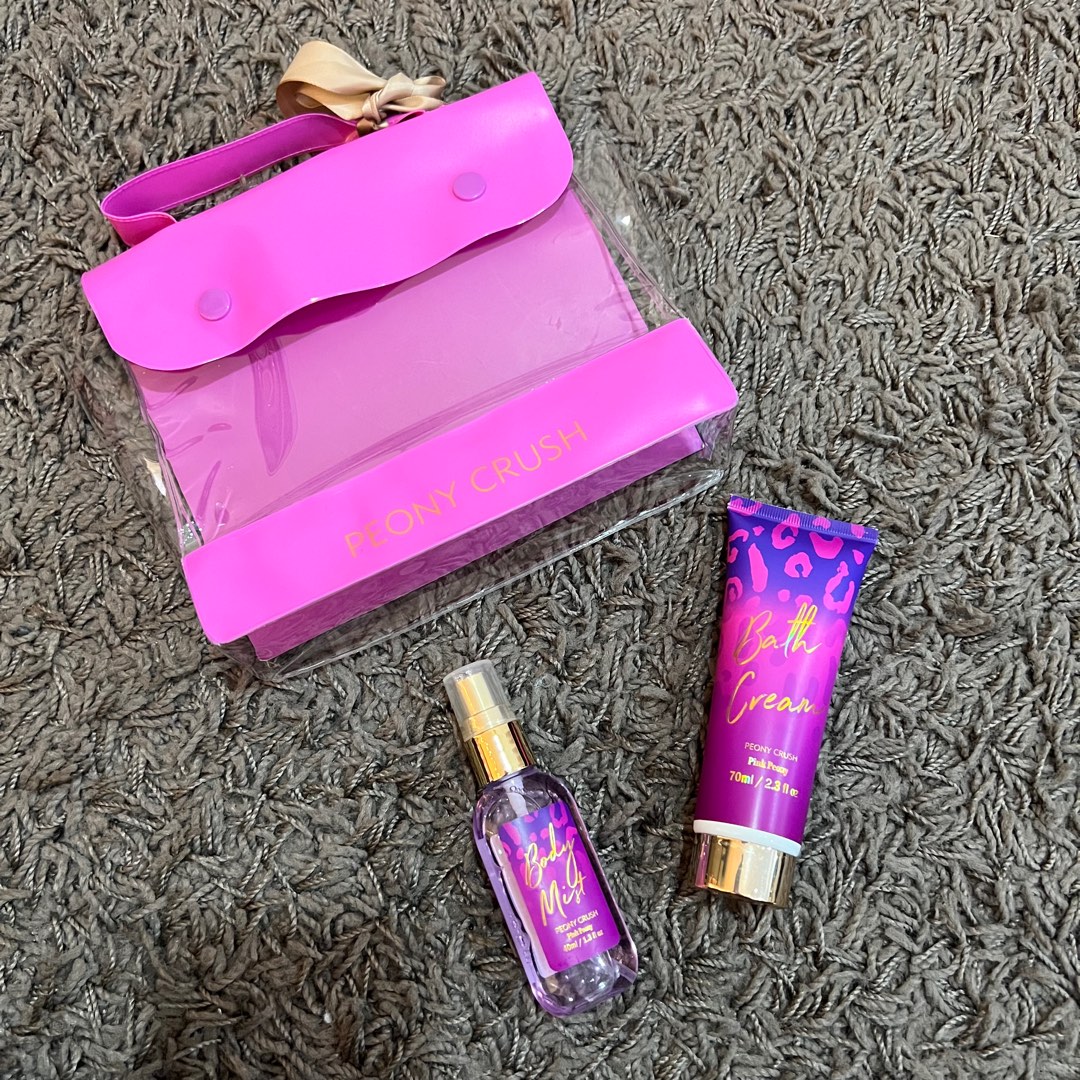 Peony Crush Body Mist 40ml,Bath Cream 70ml & Pouch Bag, Beauty ...