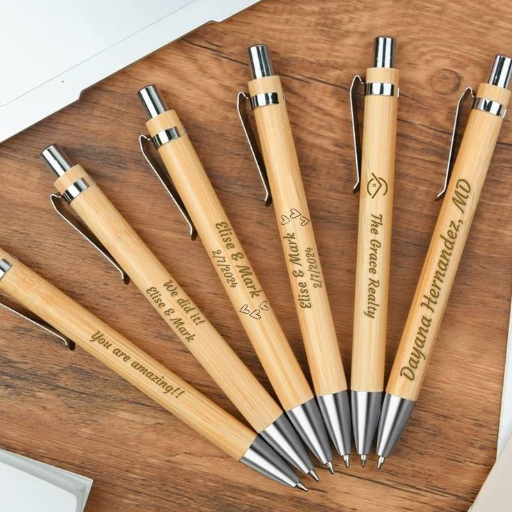 Personalize/Custom Bamboo Pen by Laser Engrave for Corporate Souvenir ...