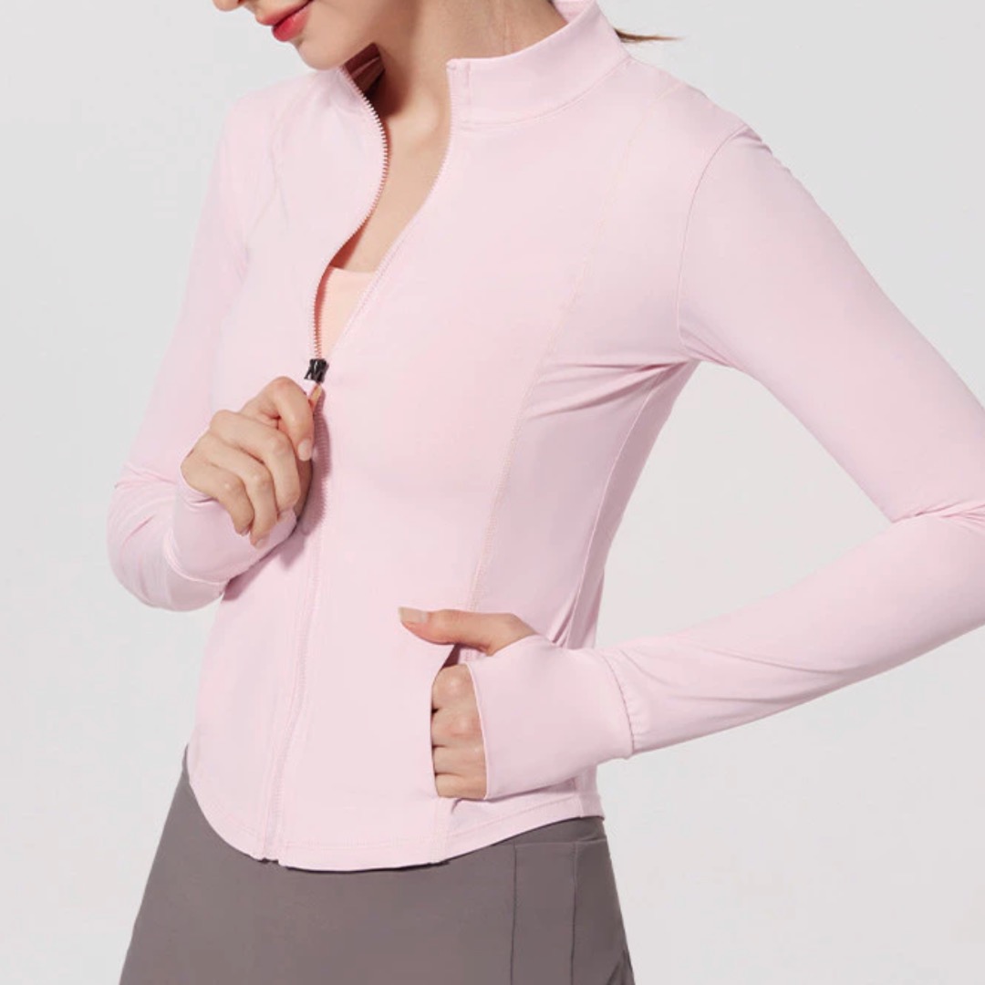 PINK YOGA PILATES BUTTERY JACKET LULU DUPE, Women's Fashion, Activewear ...
