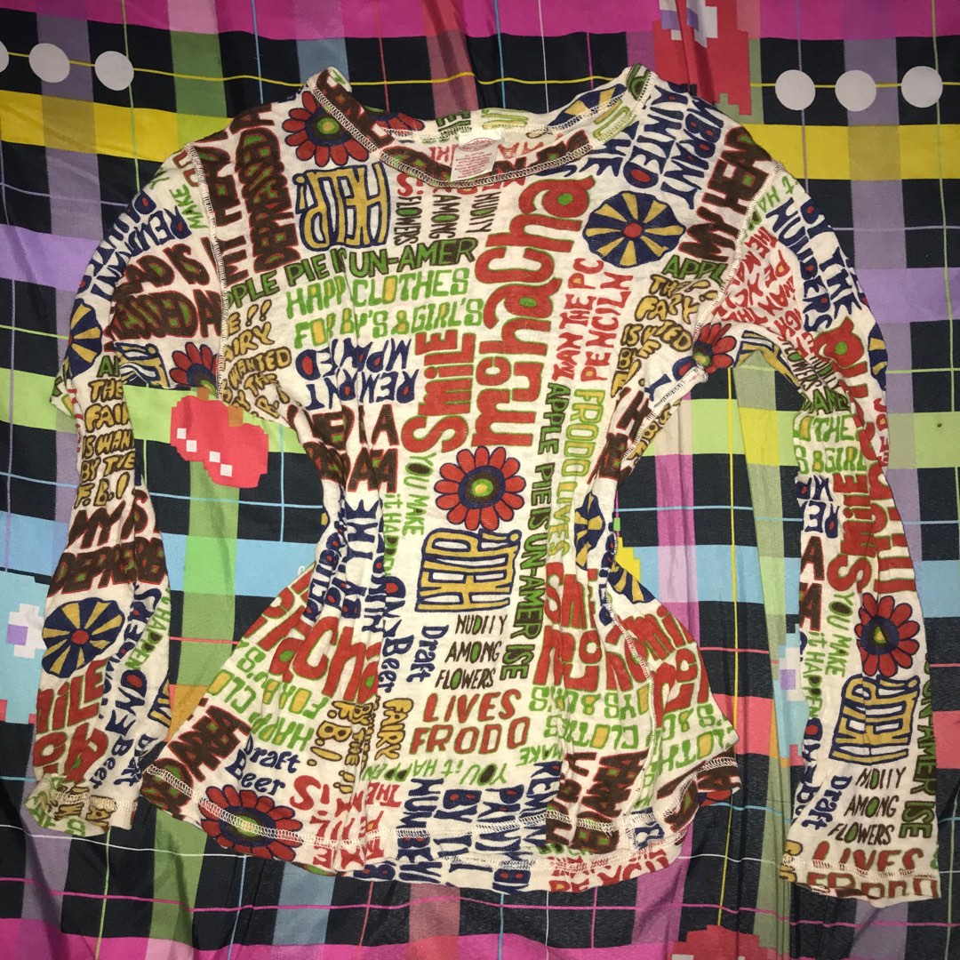 rare! unfinished funky patterns hippie 70s top y2k gypsy grunge boho ...