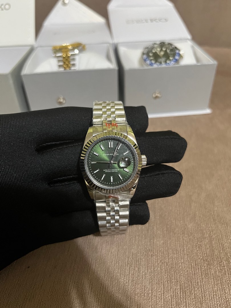 Seiko Mod Datejust Olive Green 31mm, Women's Fashion, Watches ...