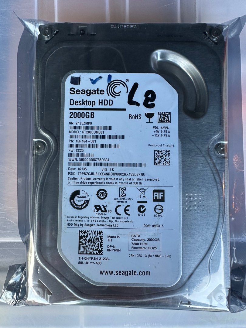 Selling Used Seagate 2TB hard disk, Computers & Tech, Parts ...